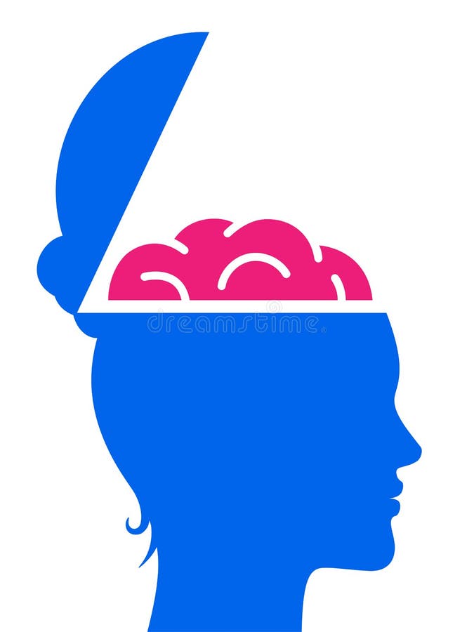 Womans Open Head with Brain, Vector Icon. Brain Science, Concept Vector ...
