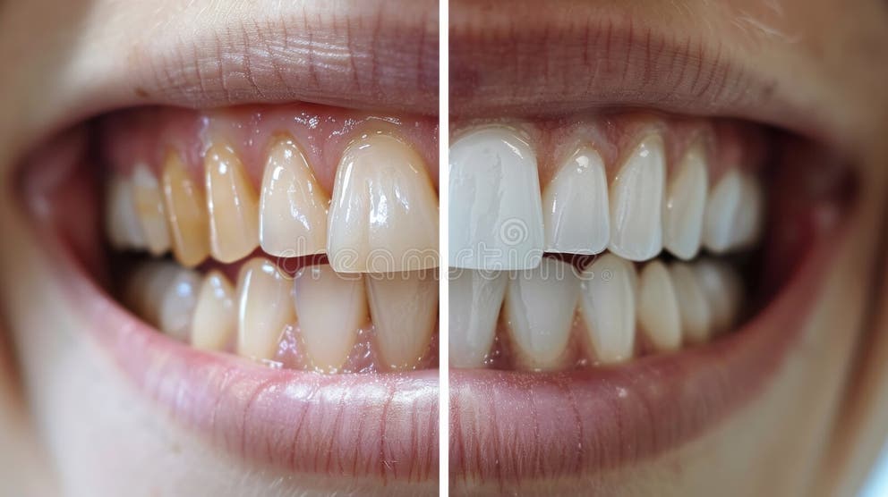 Womans Teeth Transformation: before and after Whitening Stock Photo ...
