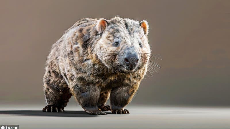Wombat on Gray Background with Copy Space Stock Illustration ...