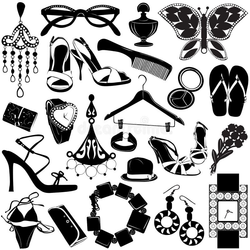 Collection of Women Accessories Vector Stock Vector - Illustration of ...
