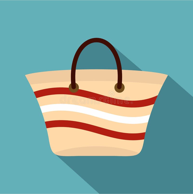 Women Beach Bag Icon, Flat Style Stock Vector - Illustration of basket ...