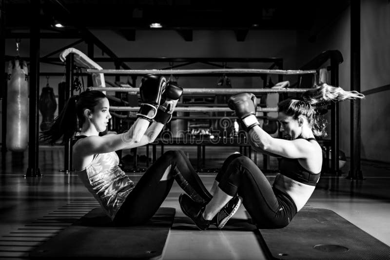 Women on boxing training stock photo. Image of glove - 204201672