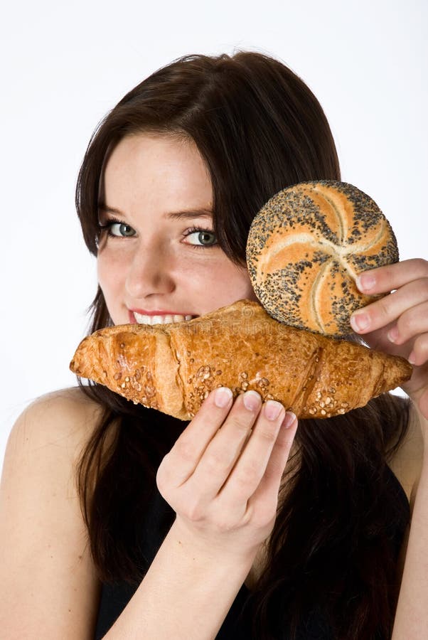 Women and bread stock image. Image of woman, taste, face - 12712947
