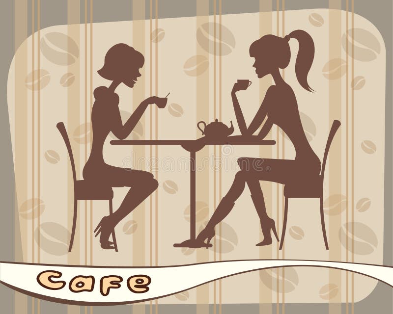 Women in cafe stock illustration. Illustration of friendship - 22860005