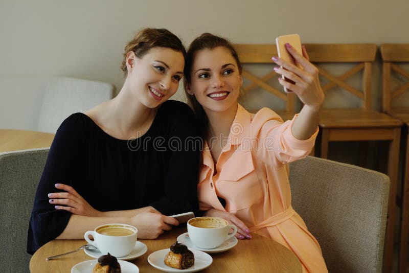 Women in cafe stock image. Image of beautiful, espresso - 90944369