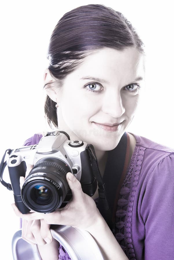 Woman with camera stock photo. Image of indoors, eyelashes - 29615708