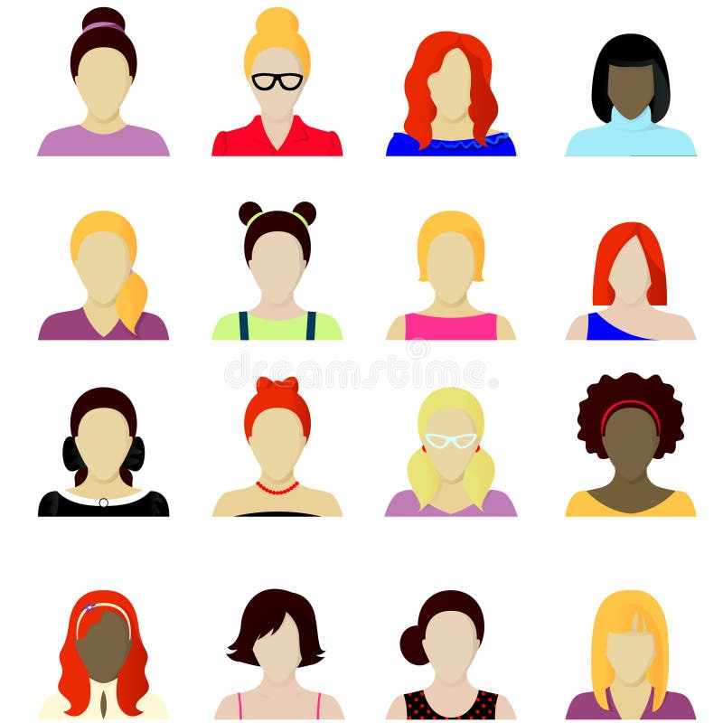 Women Cartoon Portraits Set Stock Vector - Illustration of person ...