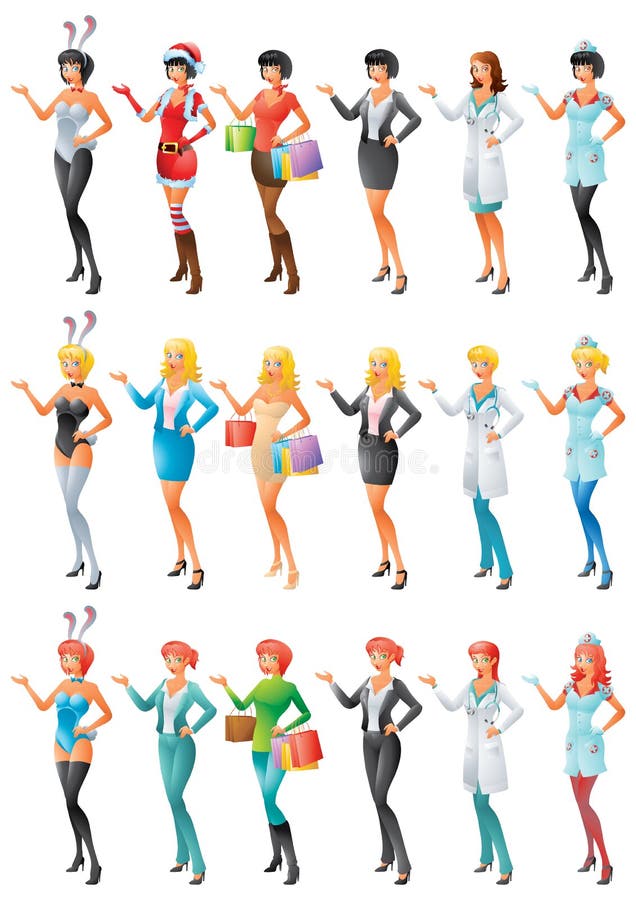 Women character set stock vector. Illustration of model - 46349707