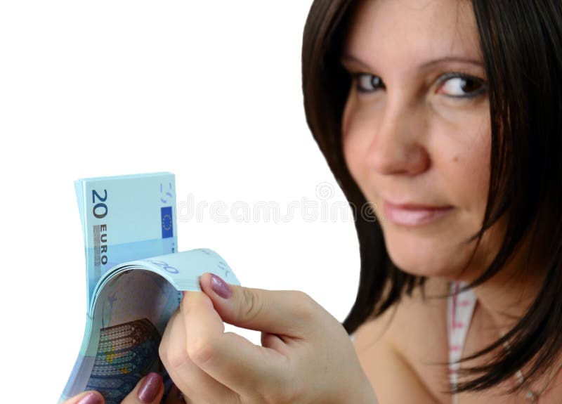 Women check euro money stock photo. Image of business - 21191980
