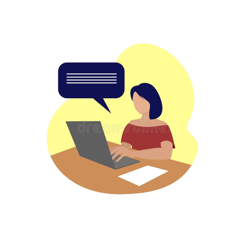 Women Checking and Doing Work from Computer on the Desk Flat ...