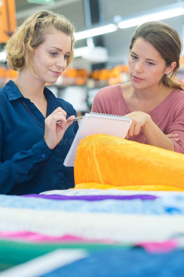Women Chooses Tissue at Store Stock Image - Image of female, drapery ...