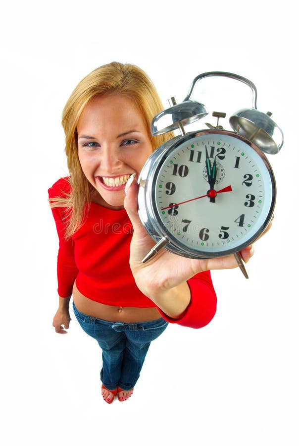 Women with clock stock image. Image of happy, fisheye - 29423273