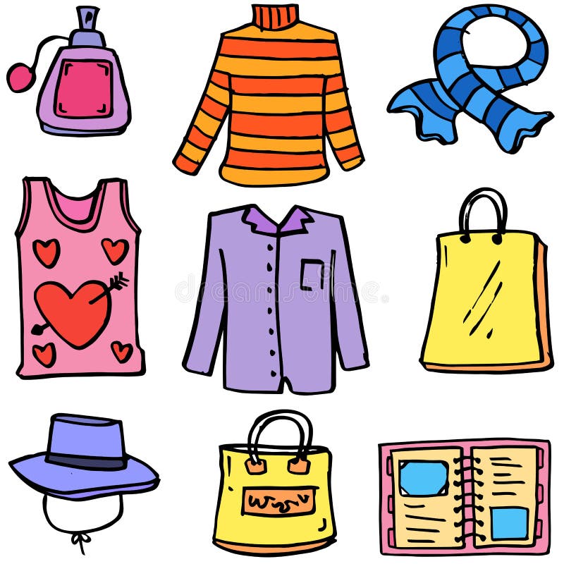 Women Clothes Cartoon of Doodles Stock Vector - Illustration of women ...