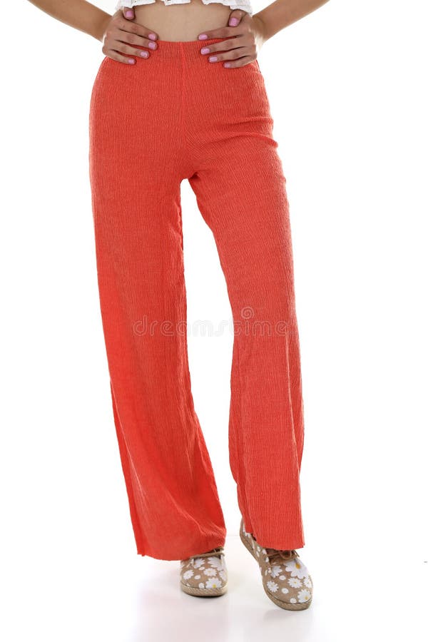 Red women pants stock photo. Image of studio, person - 190884374