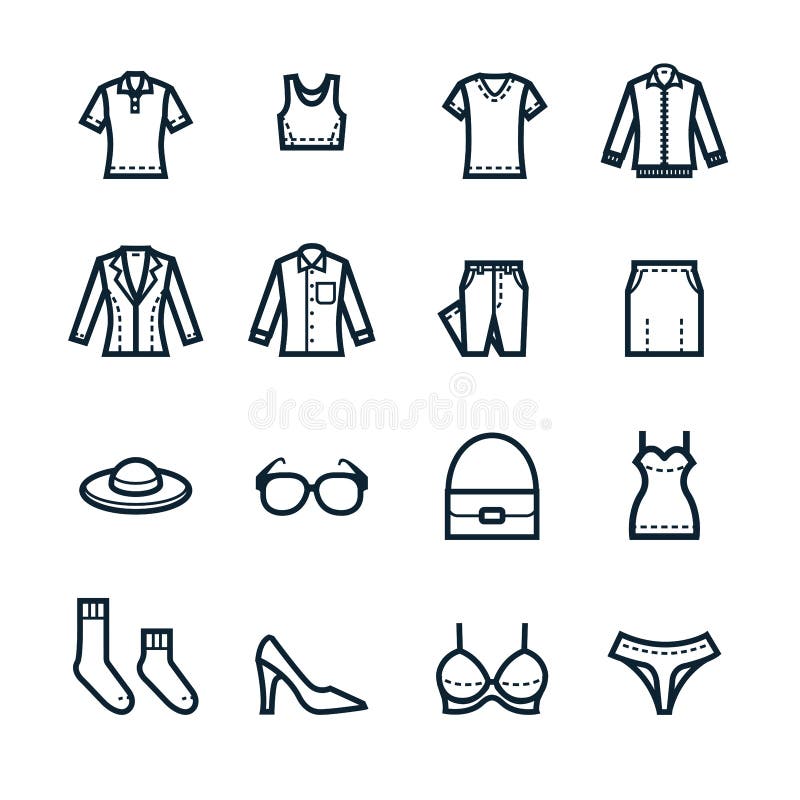 Women Clothing Icons with White Background Stock Vector - Illustration ...