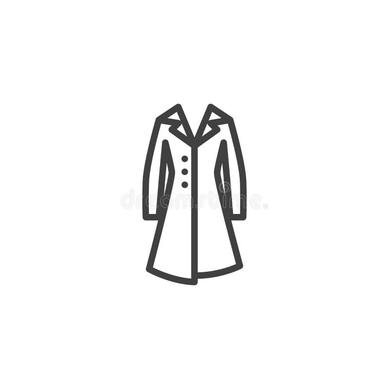 Women`s Coat Fashion Flat Sketch Technical Drawing Women`s Coat