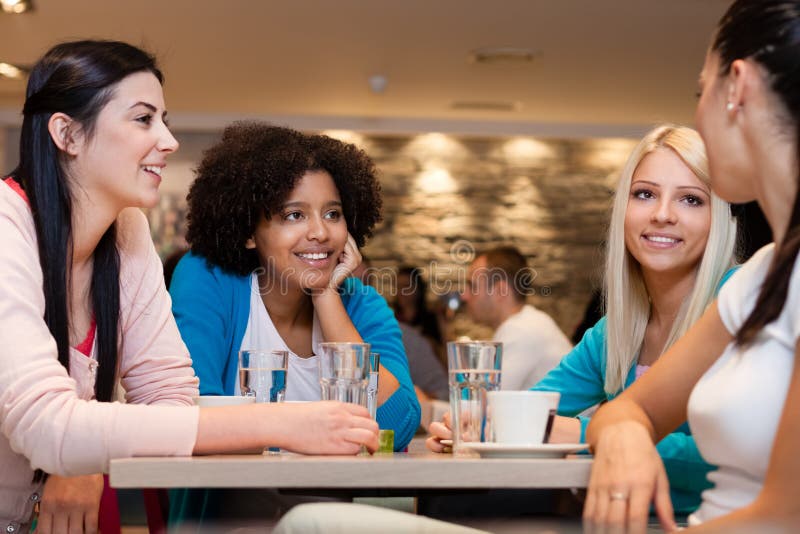 Group of Young Women on Coffee Break Stock Photo - Image of adolescence ...