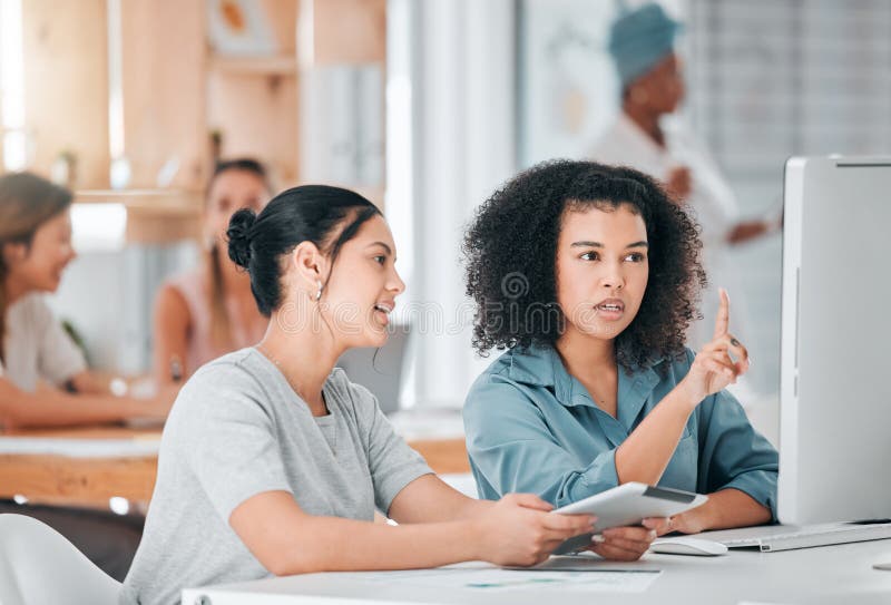 Women, Collaboration and Working on a Computer Planning a Digital Tech ...