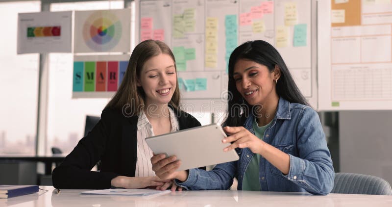 Women Colleagues Working on Joint Project Development Using Digital ...