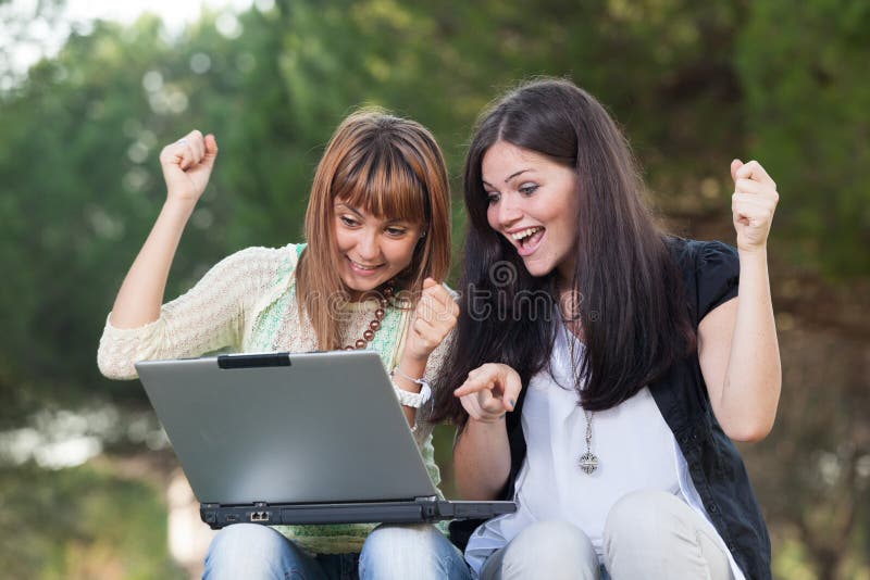 Women with Computer stock photo. Image of laptop, outdoor - 28951632