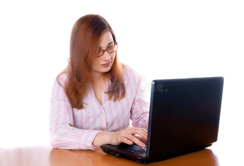 The women with computer. stock image. Image of business - 4768447