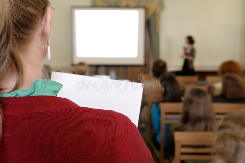 People on the Conference Listening To the Lecturer. Back View Editorial ...