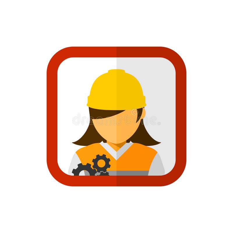 Women Construction Worker with Square Avatar Vector. Stock Illustration ...