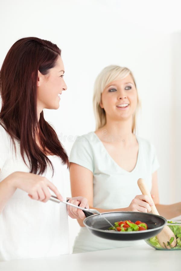 Women cooking dinner stock photo. Image of dinner, home - 21015514