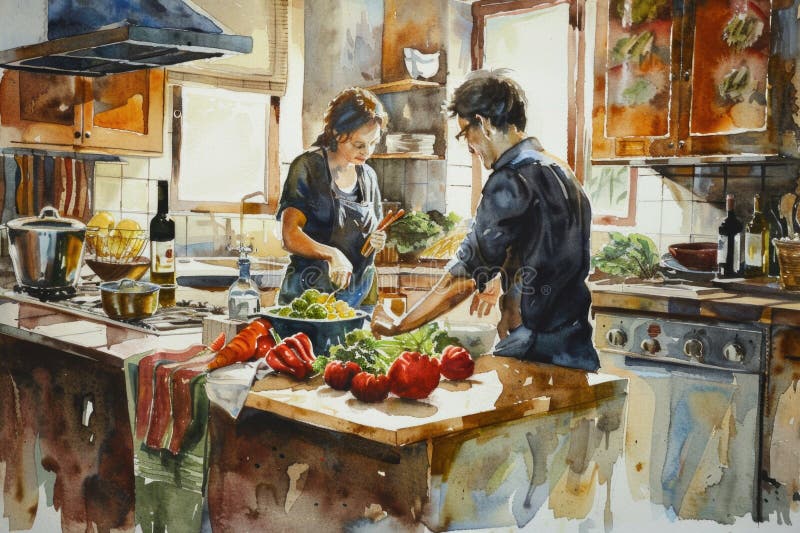 Women Cooking Together in a Modern Kitchen Stock Image - Image of ...