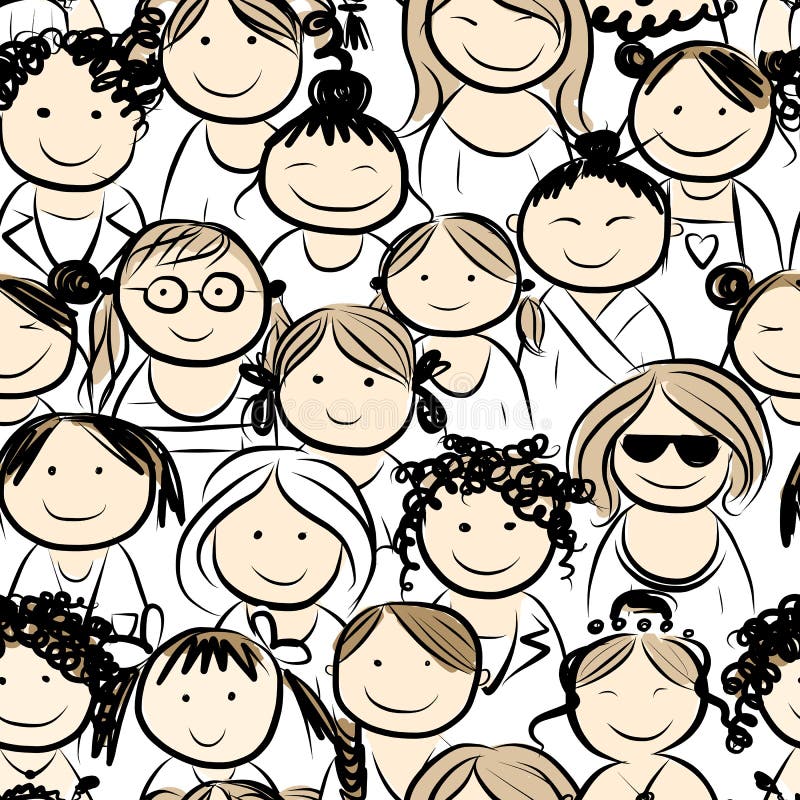 Women Crowd, Seamless Pattern for Your Design Stock Vector ...