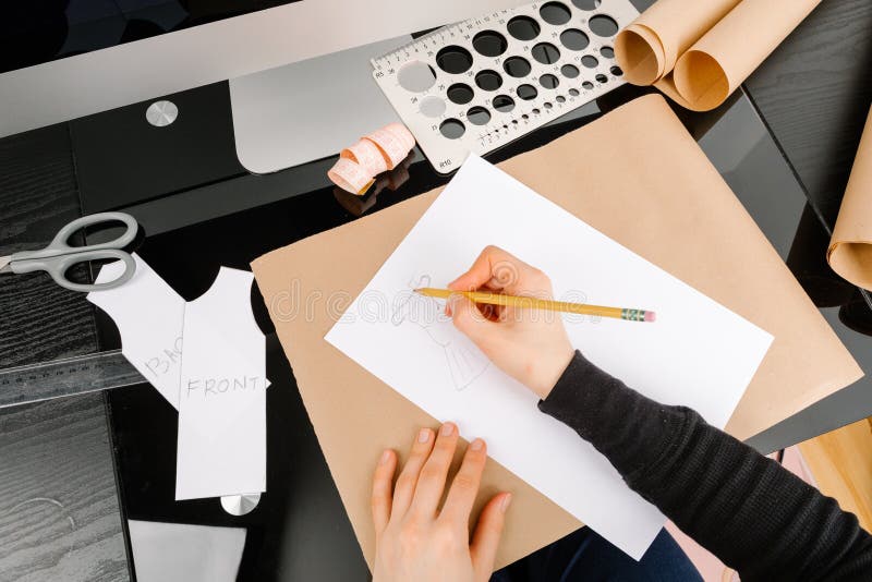 Women Designer Creating New Design Stock Image - Image of industry ...