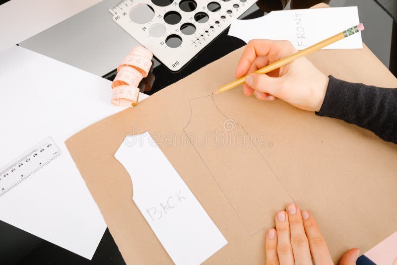 Women Designer Creating New Design Stock Image - Image of work, wooden ...