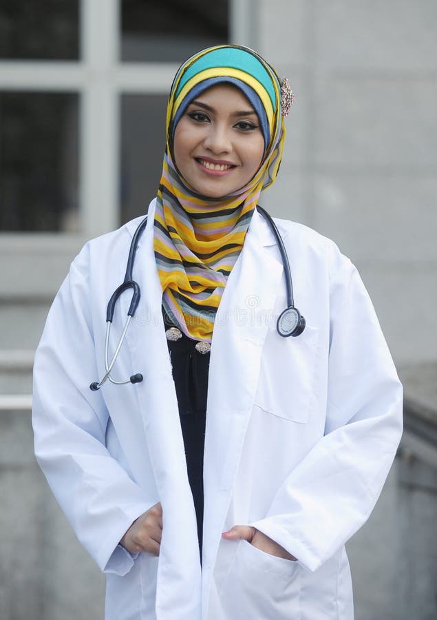 Pretty Female Muslim Doctor with Stethoscope. Stock Photo - Image of ...