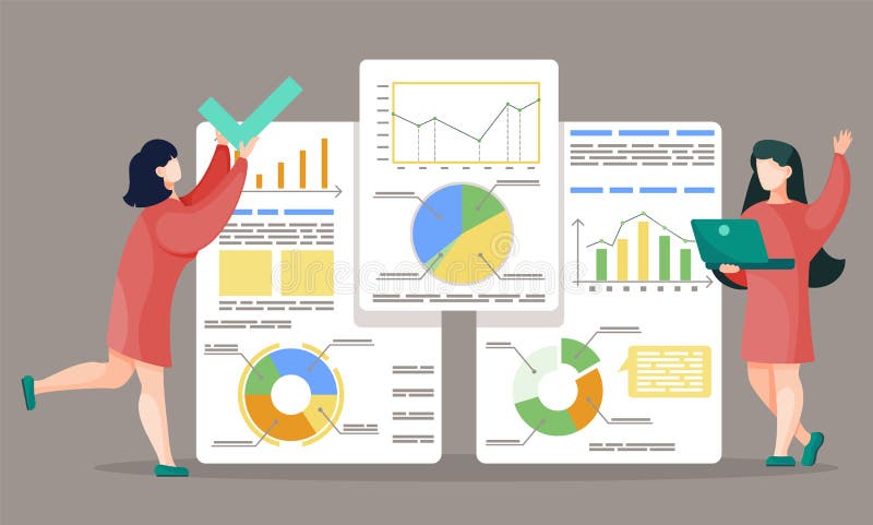 Women Doing Reports for Business Presentation Stock Vector ...