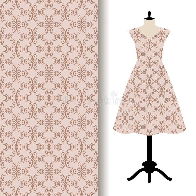 Women Dress Fabric with Grey Pattern Stock Vector - Illustration of ...