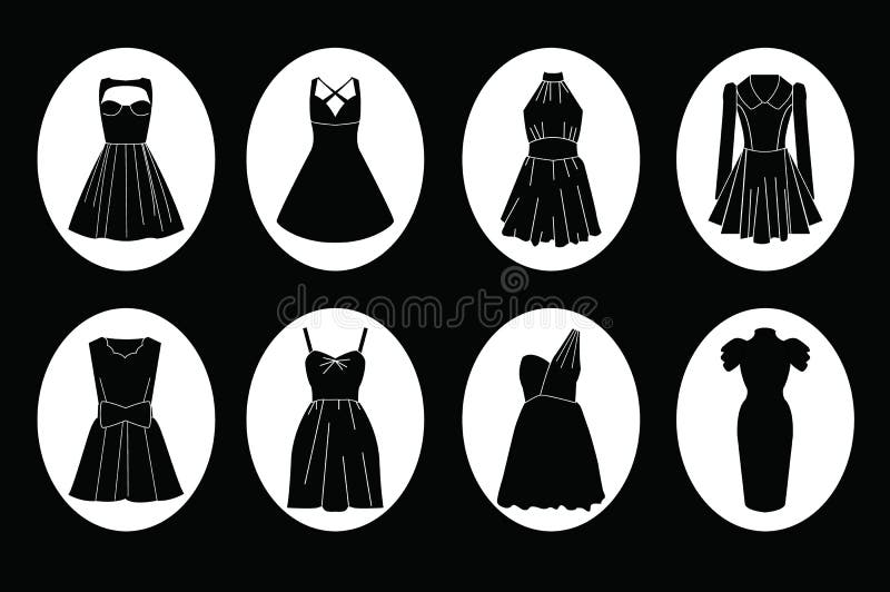 Women dresses icon set stock vector. Illustration of black - 38400289