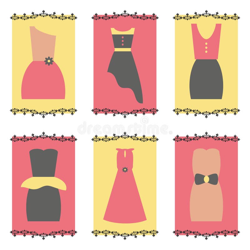 Women dresses icon set stock vector. Illustration of graphic - 51493368