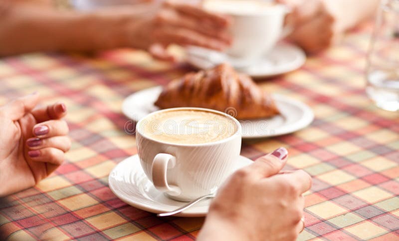 Women Drinking a Coffee in a Cafe Terrace Stock Image - Image of break ...