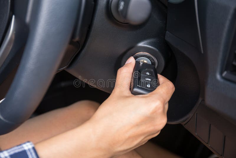 Women Driver Hand Inserting Car Key Stock Image - Image of mode ...