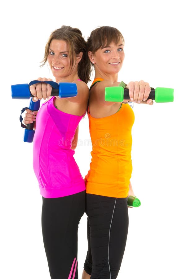 Women with dumbbells stock photo. Image of orange, muscles - 28001410