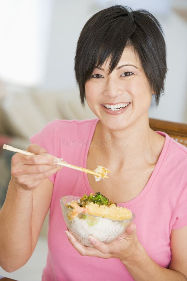 Women Eating Meal, Mealtime with Chopsticks Stock Photo - Image of ...