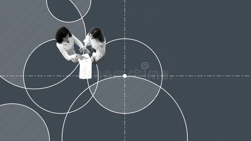 Women, Employees Review Documents within Intersecting Circles ...