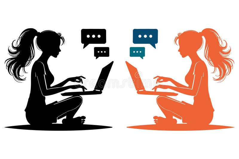 Women Engaged in Online Chat. Stock Vector - Illustration of women ...