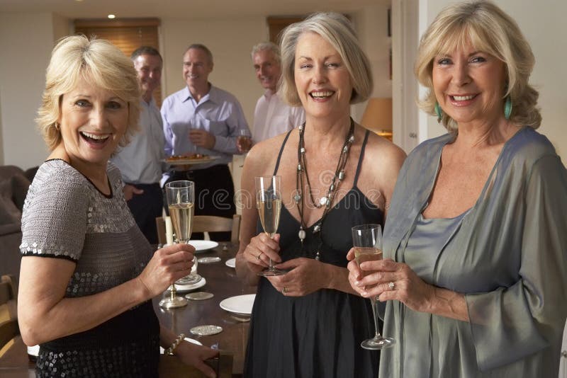 Women Enjoying Champagne At A Dinner Party Royalty Free Stock Images ...