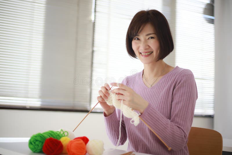 Women enjoying knitting stock photo. Image of healthy - 248349826