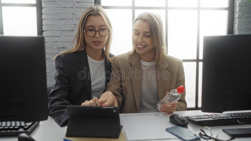 Women Executives Discussing in a Modern Office with Computers and ...