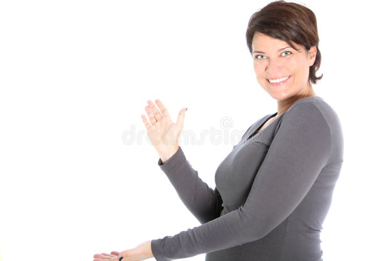 Women Expanding Her Hands To Clap Stock Photo - Image of happy, sales ...