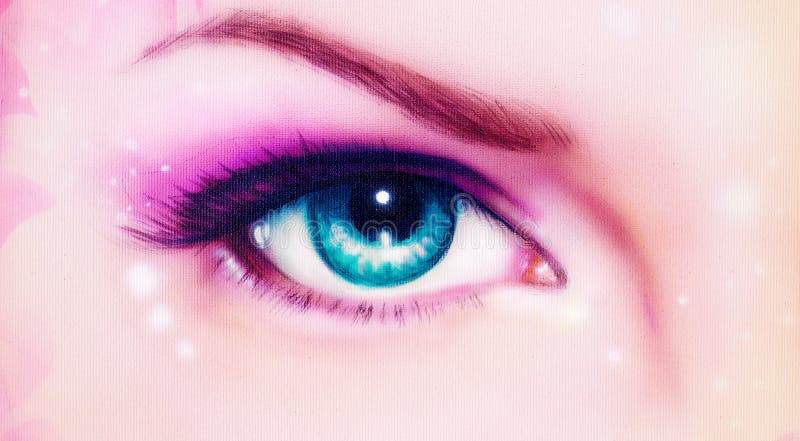 Women Eye Painting Make Up Art, Eye Contact Stock Illustration ...