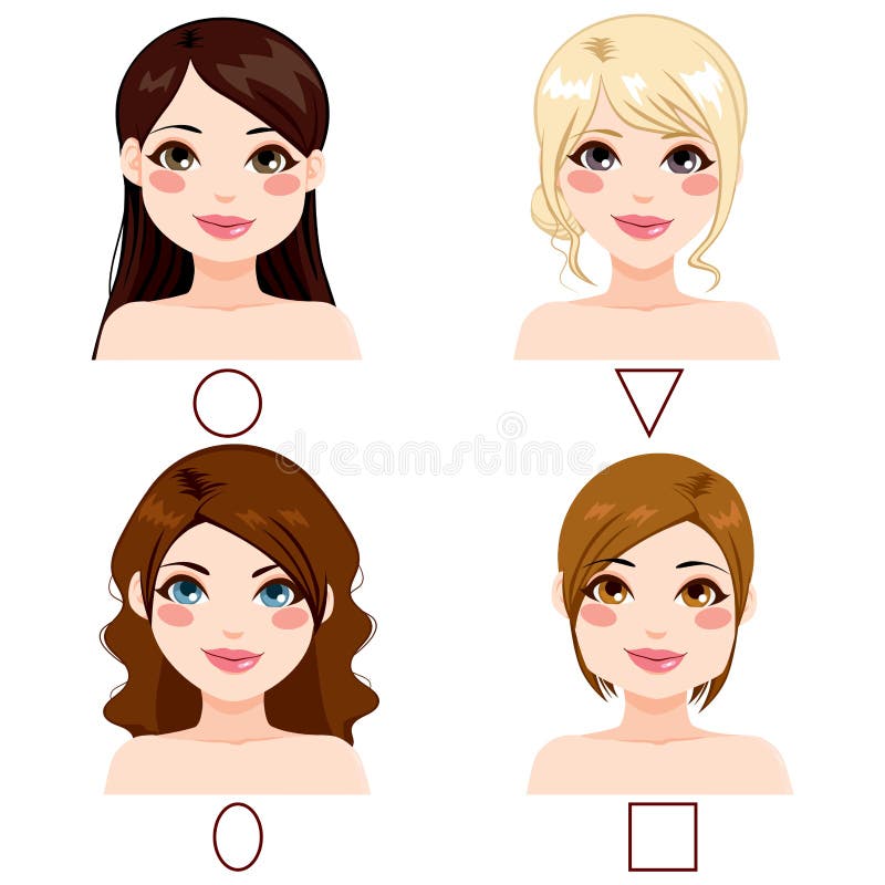 Women Face Shape Types stock vector. Illustration of diamond - 54226334