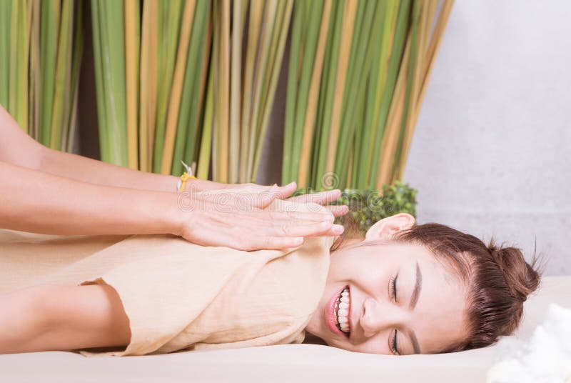 Women Is Feeling Good Getting Back Massage Stock Image Image Of Back
